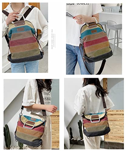 Canvas Shoulder Bags Hobo Handbags Purse Multicolor Patchwork Casual Messenger Bag Top Handle Tote Crossbody Bags for Women (CS1142)
