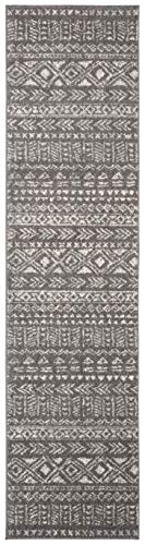 SAFAVIEH Tulum Collection 2' x 8' Dark Grey/Ivory TUL263F Moroccan Boho Distressed Non-Shedding Living Room Entryway Foyer Hallway Bedroom Runner Rug