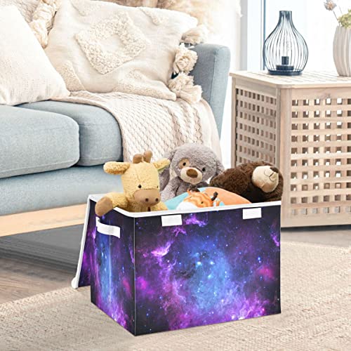 Storage Bins with Lids Foldable Storage Baskets Storage Cubes Collapsible Closet Organizer Containers with Cover Universe Galaxy Nebula Space for Home Office Organizer Closet, Shelves, Toy, Nursery