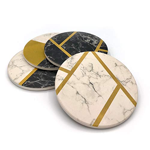 Set of 4 Fancy Absorbent Stone Coasters for Bars and Tables in Nude Colours