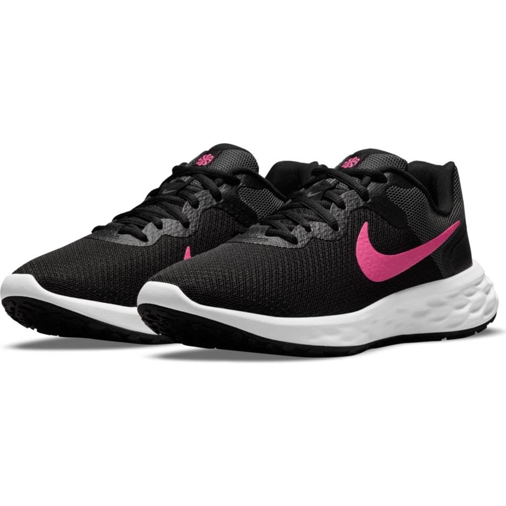 NIKE Women's Race Running Shoe, Black Hyper Pink Iron Grey, 6.5