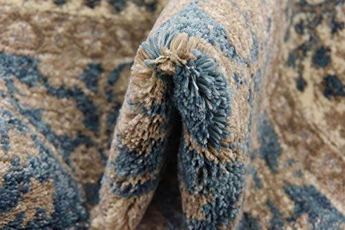 Unique Loom Salzburg Collection Classic Traditional Design Oriental Inspired with Intricate Border Area Rug, 4 ft, Blue/Beige