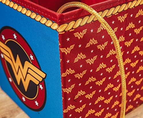 DC Comics Wonder Woman Logo 11-Inch Storage Bin Cube Organizers| Fabric Basket Container, Cubby Cube Closet Organizer | Comic Book Superhero Toys, Gifts and Collectibles