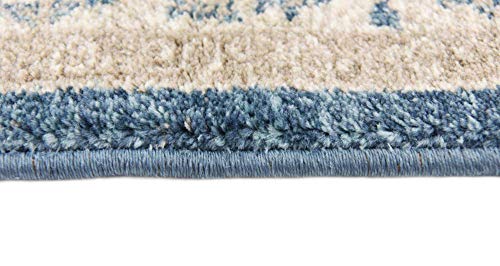 Unique Loom Salzburg Collection Classic Traditional Design Oriental Inspired with Intricate Border Area Rug, 4 ft, Blue/Beige