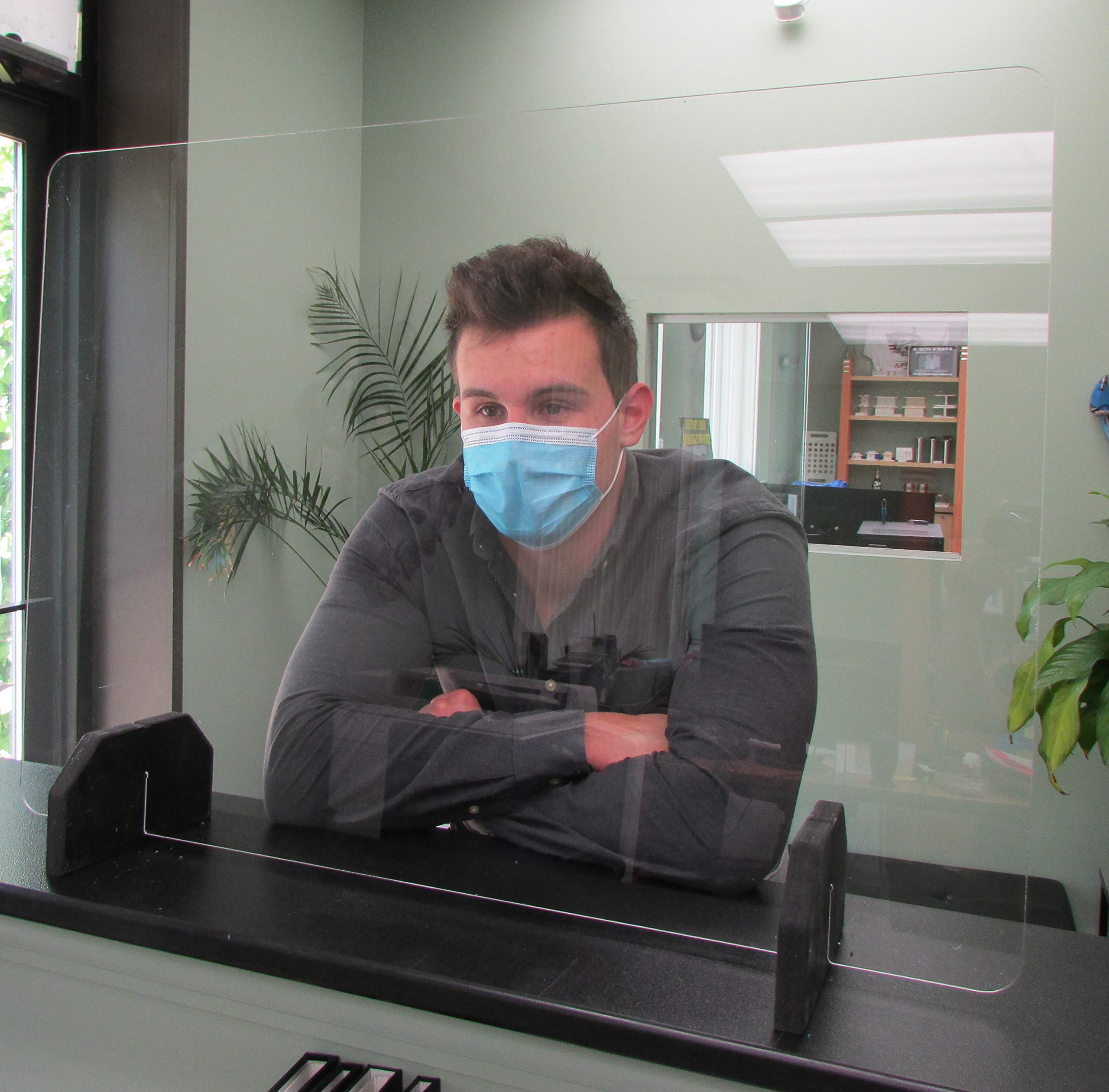 APF Sneeze Guard 24 x 30 Clear Acrylic Plexiglas Shield Protective Screen, Desk, Counter Top Window for Employers, Workers, Customers, Barrier