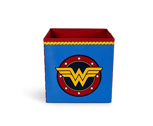 DC Comics Wonder Woman Logo 11-Inch Storage Bin Cube Organizers| Fabric Basket Container, Cubby Cube Closet Organizer | Comic Book Superhero Toys, Gifts and Collectibles