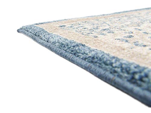 Unique Loom Salzburg Collection Classic Traditional Design Oriental Inspired with Intricate Border Area Rug, 4 ft, Blue/Beige