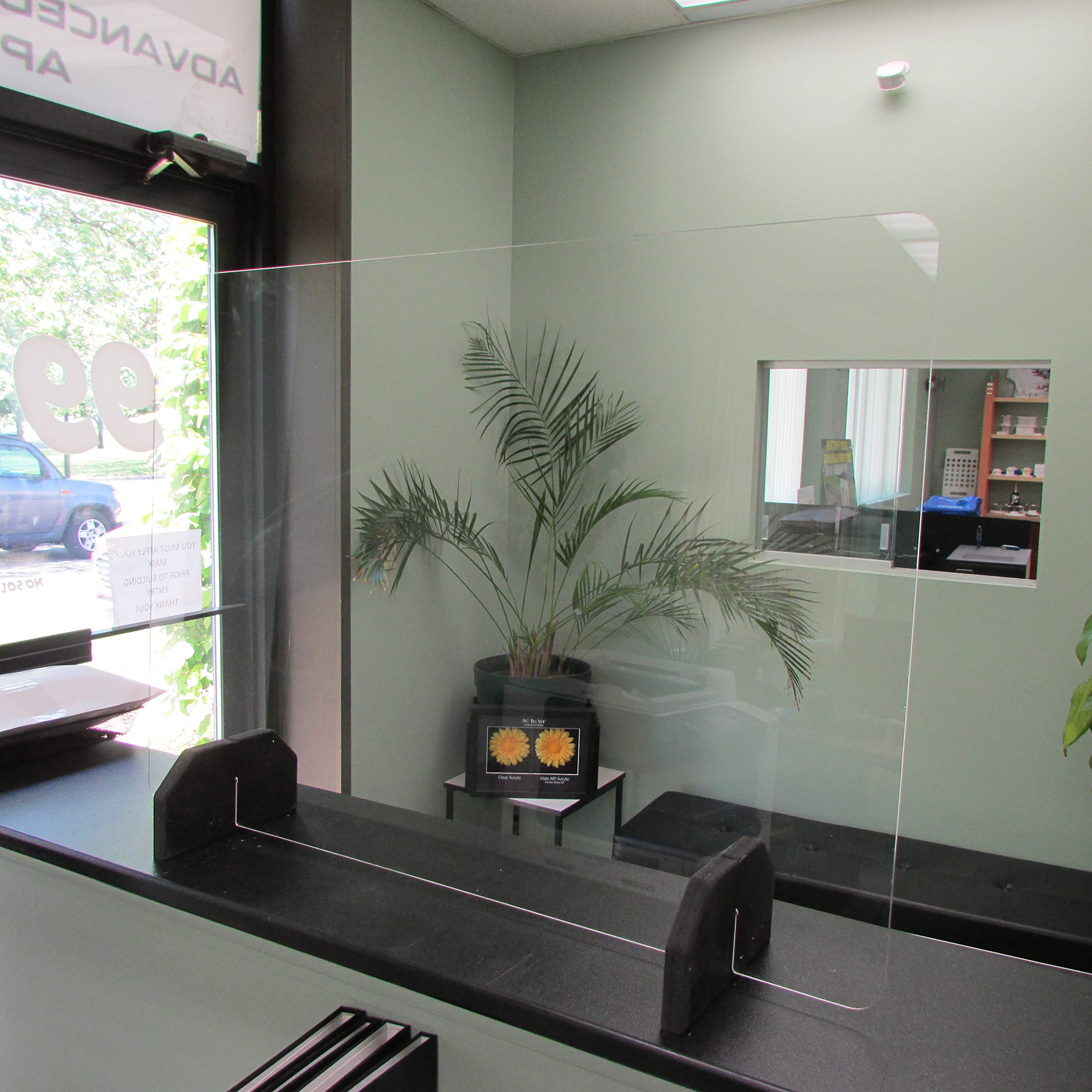 APF Sneeze Guard 24 x 30 Clear Acrylic Plexiglas Shield Protective Screen, Desk, Counter Top Window for Employers, Workers, Customers, Barrier