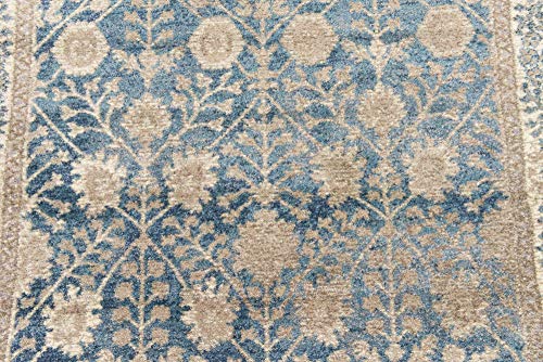 Unique Loom Salzburg Collection Classic Traditional Design Oriental Inspired with Intricate Border Area Rug, 4 ft, Blue/Beige