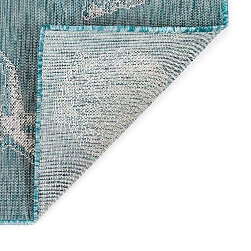 Liora Manne Shells Aqua Indoor Outdoor Area Rug, 1'11" x 7'6"