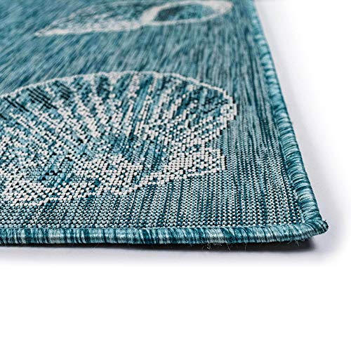 Liora Manne Shells Aqua Indoor Outdoor Area Rug, 1'11" x 7'6"
