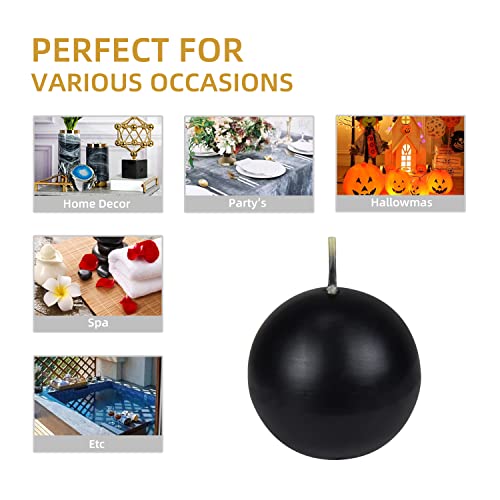 Zest Candle 6-Piece Ball Candles, 3-Inch, Black
