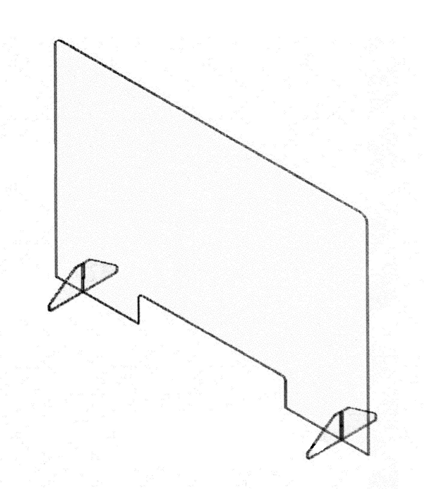 Herco Acrylic Plexiglas Shield - Sneeze Guard - Transparent Barrier - 31.75" High x 47.75" Wide w/ 4" pass-through