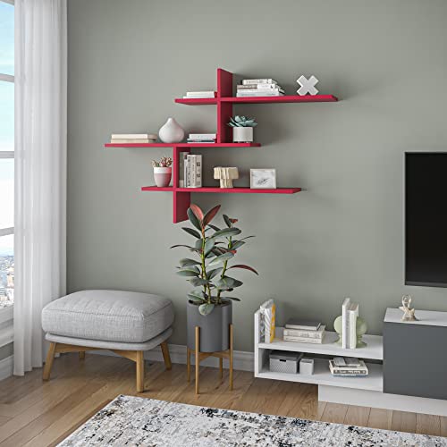Ada Home Décor Webster Wall Shelf, 48.5'' x 31.5'' x 8.5'', Burgundy