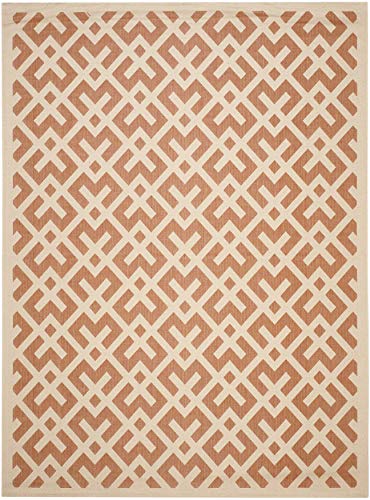 SAFAVIEH Courtyard Collection 9' x 12' Terracotta / Bone CY6915 Indoor/ Outdoor Waterproof Easy-Cleaning Patio Backyard Mudroom Area-Rug