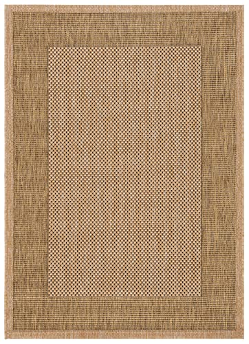 SAFAVIEH Courtyard Collection 4' x 5'7" Natural / Gold CY7987 Indoor/ Outdoor Waterproof Easy-Cleaning Patio Backyard Mudroom Accent-Rug