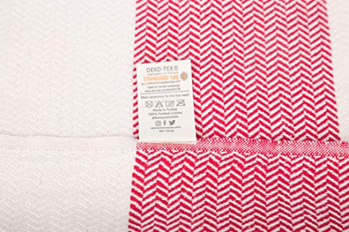 Bersuse 100% Cotton Aspendos XL Throw Blanket Turkish Towel - 60x90 Inches, Dark Blue-Red