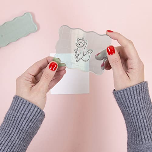 Craftelier - Ergonomic Square Acrylic Plexiglas Stamp Block for Quick and Accurate Stamp Making | Easy to Clean | Dimensions 8,9 cm x 7 cm x 1 cm - Turquoise Translucent Colour