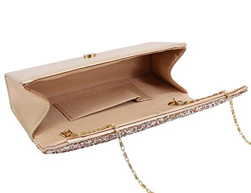 Naimo Bling Shiny Rhinestone Wedding Evening Party Clutch Handbag Purse (Champagne)