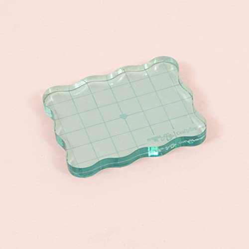 Craftelier - Ergonomic Square Acrylic Plexiglas Stamp Block for Quick and Accurate Stamp Making | Easy to Clean | Dimensions 8,9 cm x 7 cm x 1 cm - Turquoise Translucent Colour