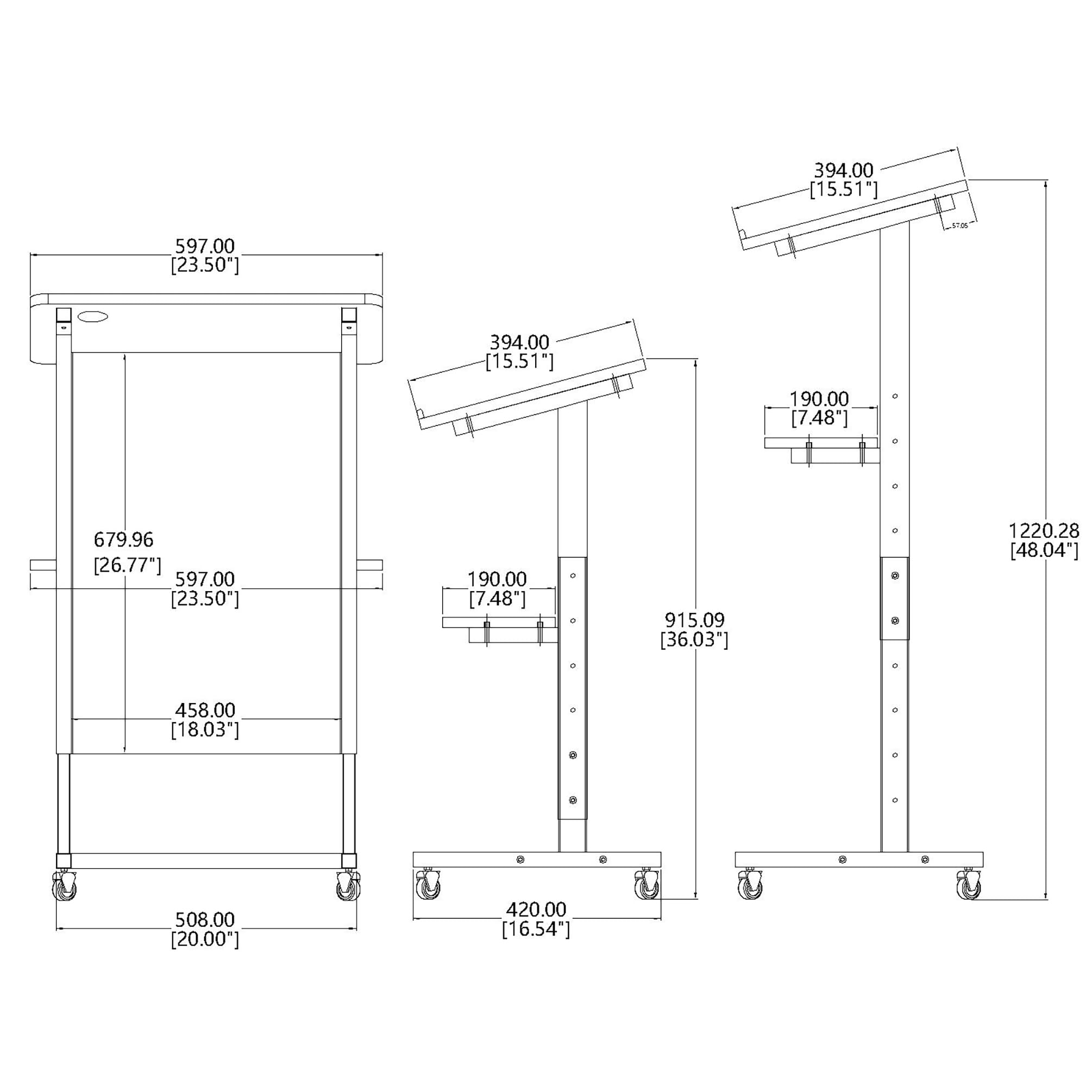 FixtureDisplays® Floor Standing Pulpit Adjustable Height Lectern Podium w/Casters, Heavy Duty Steel Frame, Rolling Podium 18147-NPF