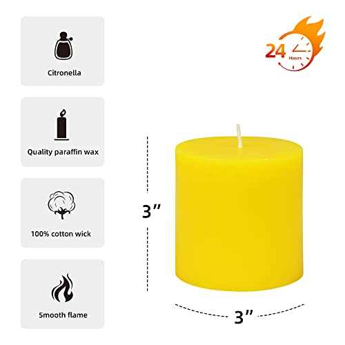 Zest Candle Pillar Candles, 3 by 3-Inch, Yellow Citronella