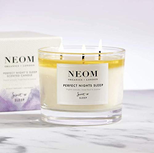 NEOM- Perfect Night's Sleep Scented Candle, 3 Wick | Lavender & Jasmine | Essential Oil Aromatherapy Candle | Scent to Sleep