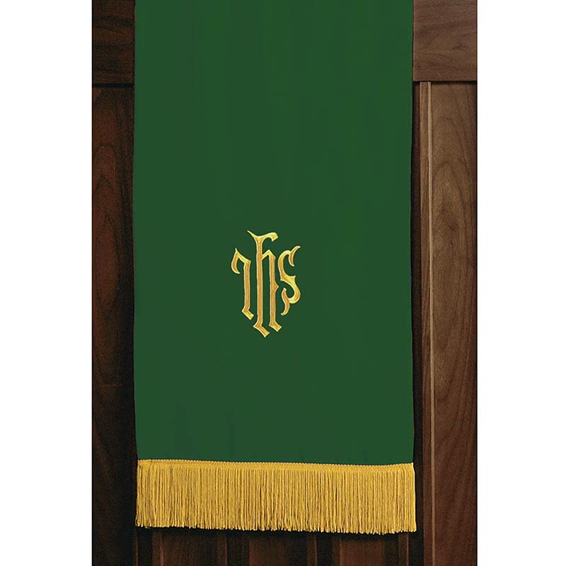 Murphy Robes Scarves-Reversible Lectern Banner Sanctuary Pulpit Scarf, 17 x 36-Inch, Green/Purple-IHS/Trefoil IHS on Cross