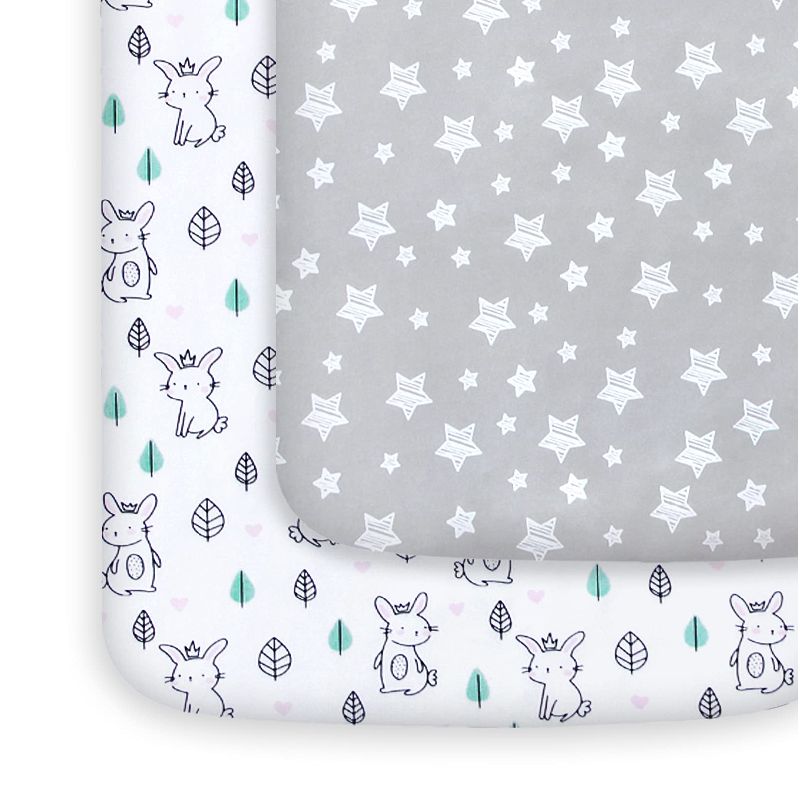 Pack and Play Sheets, 2 Pack Mini Crib Sheets, Stretchy Pack n Play Playard Fitted Sheet and Pack N Play Mattress Pad, Fit Graco Pack 'n Play Travel Dome LX Playard, Waterproof Soft Quilted