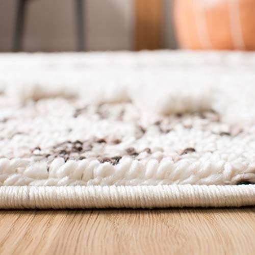 SAFAVIEH Moroccan Tassel Shag Collection 8' x 10' Ivory / Brown MTS652A Boho Non-Shedding Living Room Bedroom Dining Room Entryway Plush 2-inch Thick Area Rug