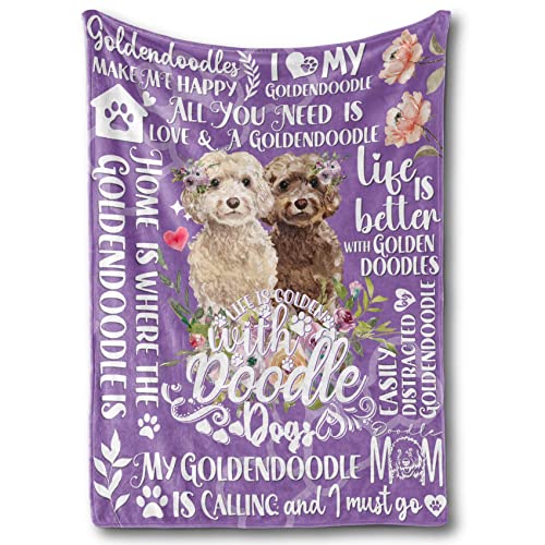 Huglanket Goldendoodle Gifts, Goldendoodle Blanket for Goldendoodle Mom, Cute & Unique Goldendoodle Design, Throw Blanket Gifts for Dog Lovers, Family, Friends, Flannel Plush Blankets - 50"x 65"
