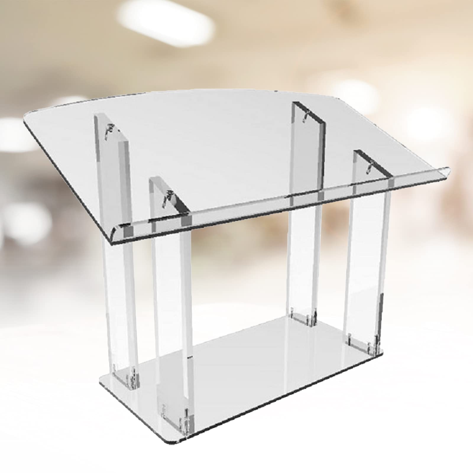 Clear Acrylic Podium Stand,Tabletop Acrylic Podium Pulpit Lectern for Churches, Professional Portable Presentation Podium Lectern with Wide Reading