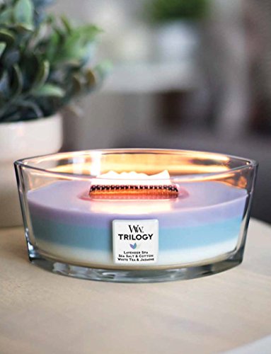 Calming Retreat WoodWick New Trilogy Collection HearthWick Flame Large Oval Jar 3-in-1 Scented Candle - 16 Ounces