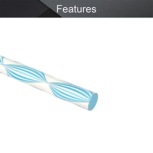 Fielect Light Blue Twisted Line Acrylic Round Rod Standard Plexiglas Tolerance Lightweight for DIY 12mm Diameter 250mm Height 1Pcs