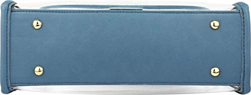 B BRENTANO Clear Top Handle Satchel Crossbody Bag with Removable Wristlet Pouch (Stadium Policy-Compliant Bag) (Blue)