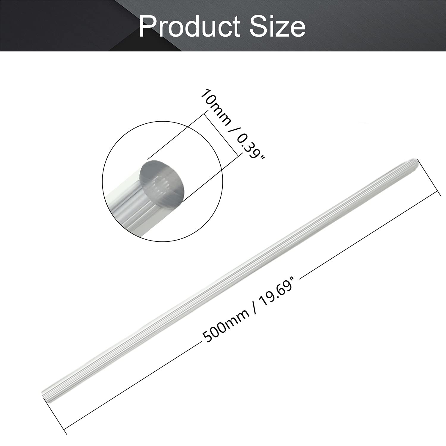Fielect White Straight Line Acrylic Round Rod Standard Plexiglas Tolerance Lightweight for DIY 10mm Diameter 500mm Height 1Pcs