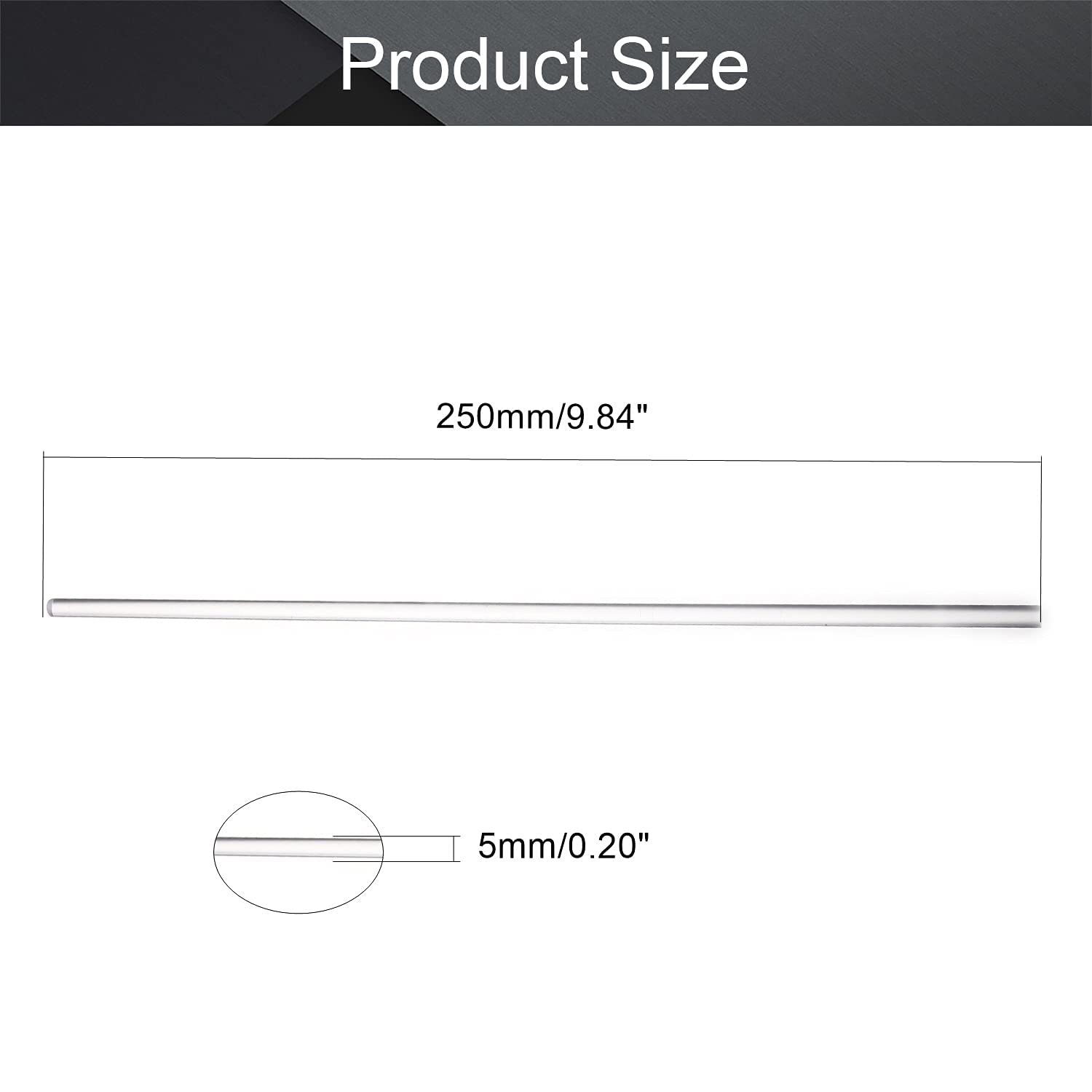 Fielect 4Pcs Clear Acrylic Round Rod 5mm Clear Acrylic Rod Standard Plexiglas PMMA Bar Tolerance for DIY, 250mm Height