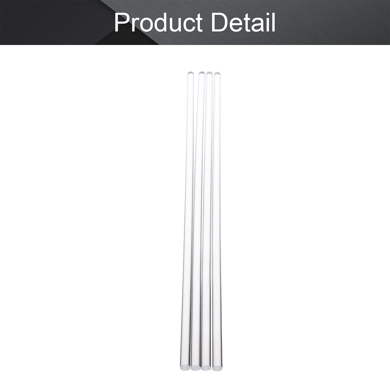 Fielect 4Pcs Clear Acrylic Round Rod 5mm Clear Acrylic Rod Standard Plexiglas PMMA Bar Tolerance for DIY, 250mm Height