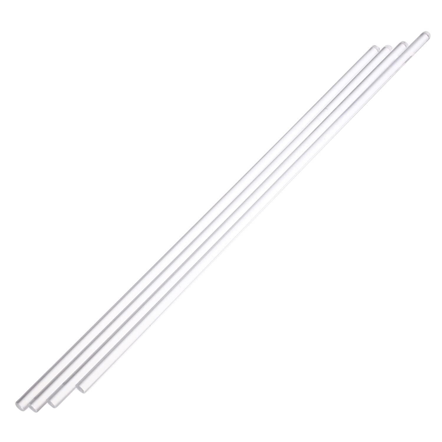 Fielect 4Pcs Clear Acrylic Round Rod 5mm Clear Acrylic Rod Standard Plexiglas PMMA Bar Tolerance for DIY, 250mm Height