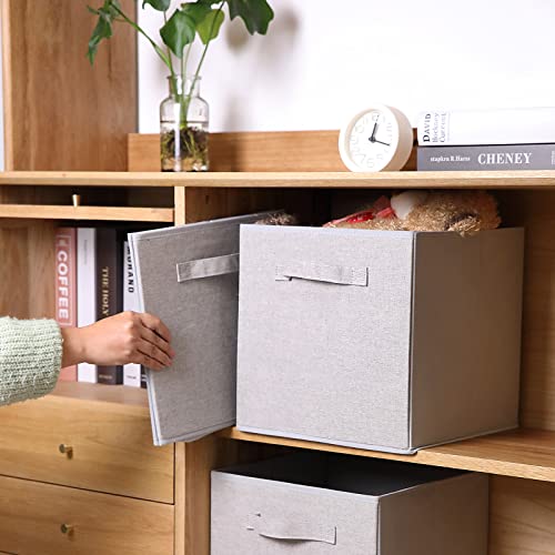 BOMKEE Collapsible Storage Bins, Closet Organizers and Storage Cubes Clothings and Toys Storage Baskets with Handles (Set of 4, 12*12*12inch)