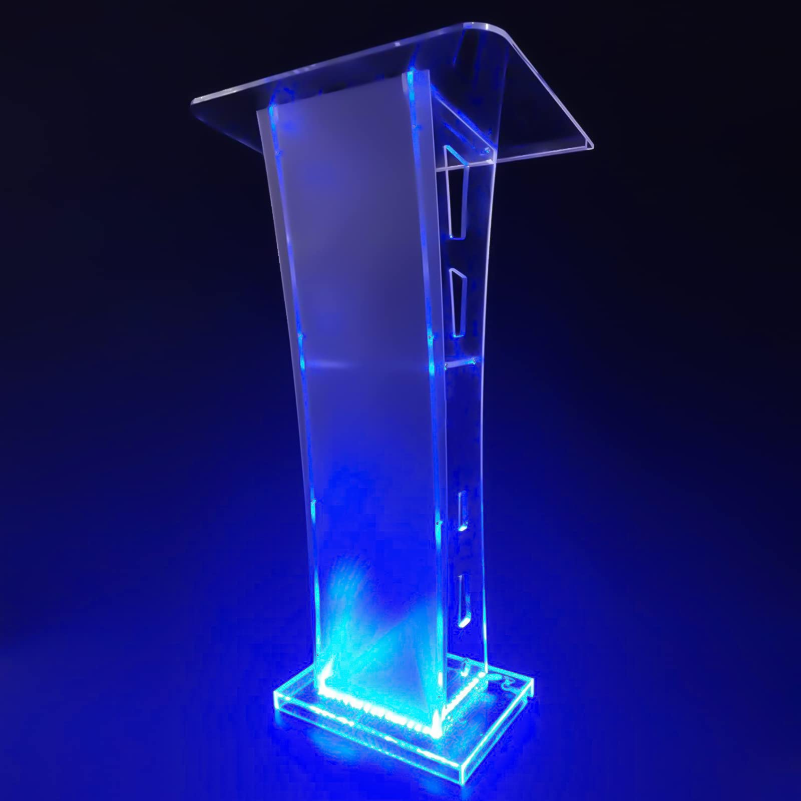 Clear Podium with Light, Acrylic Podium Stand Lecterns & Podiums Pulpits for Churches, Presentation Clear Podium Lectern Church Acrylic Podium Stand for Churches, Weddings, School, Office (US Stock)