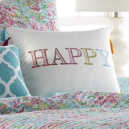 Levtex Home - Karolynna - Decorative Pillow (14 X 18in.) - Happy - Teal, Salmon, Green, Wild Berry