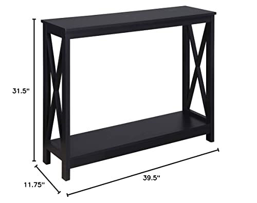 Convenience Concepts Oxford Console Table with Shelf, Black