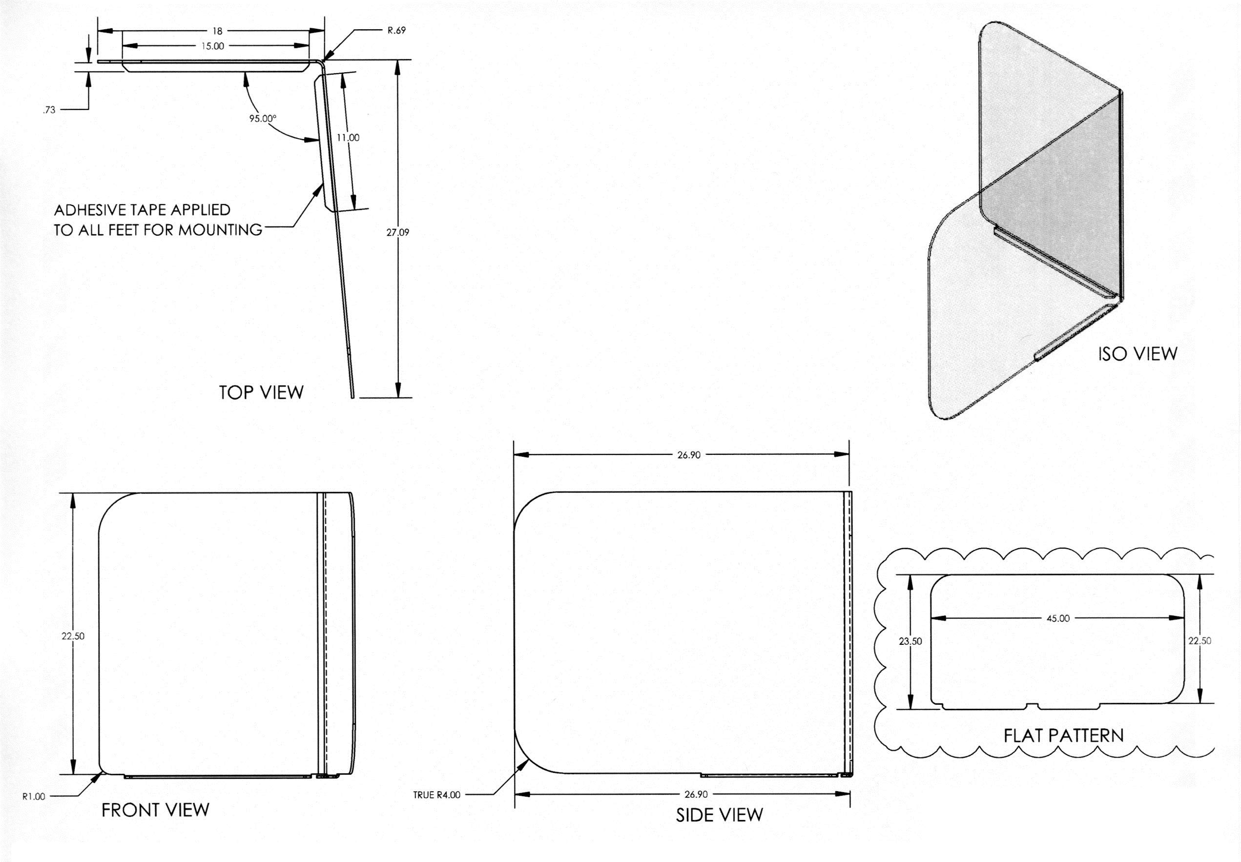 Herco Acrylic Plexiglas L-Shaped Desk Shield - Sneeze Guard - Transparent Barrier - Wraparound - 22-1/2" High