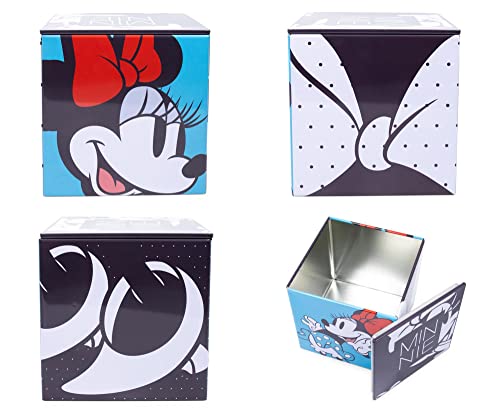 Disney All Eyes on Minnie Mouse 4-Inch Tin Storage Box Cube Organizer with Lid | Basket Container, Cubby Cube Closet Organizer, Home Decor Playroom Accessories | Cute Gifts And Collectibles