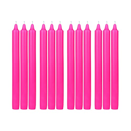 Zest Candle 12-Piece Taper Candles, 10-Inch, Hot Pink Straight