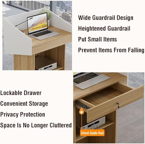 Wooden Podium Floor-Standing Pulpits with Storage Shelves and Drawers Lecterns Large Presentation Stand Speaking Lectern