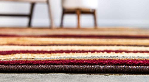 Unique Loom Barista Collection Modern, Abstract, Stripes, Urban, Rustic, Warm Colors Area Rug, 2' 2 x 6' 0 Runner, Multi/Beige