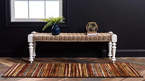 Unique Loom Barista Collection Modern, Abstract, Stripes, Urban, Rustic, Warm Colors Area Rug, 2' 2 x 6' 0 Runner, Multi/Beige