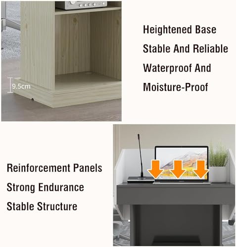 Wooden Podium Floor-Standing Pulpits with Storage Shelves and Drawers Lecterns Large Presentation Stand Speaking Lectern